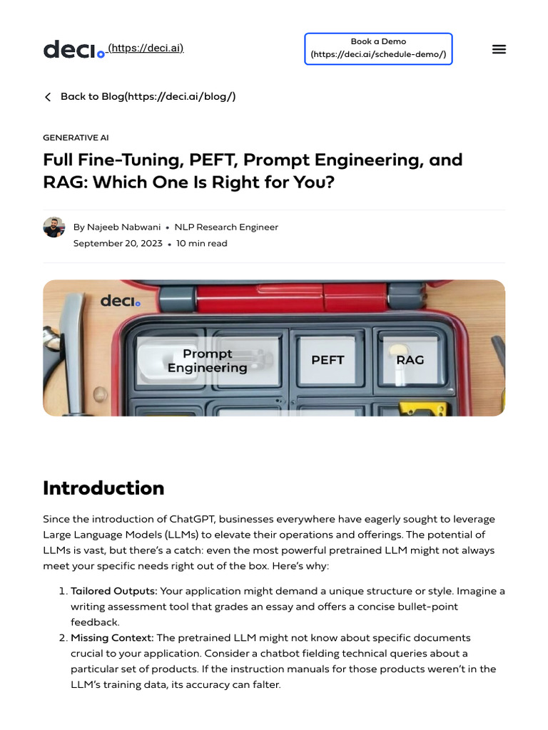 Full Fine-Tuning, PEFT, Prompt Engineering, or RAG | PDF | Information ...