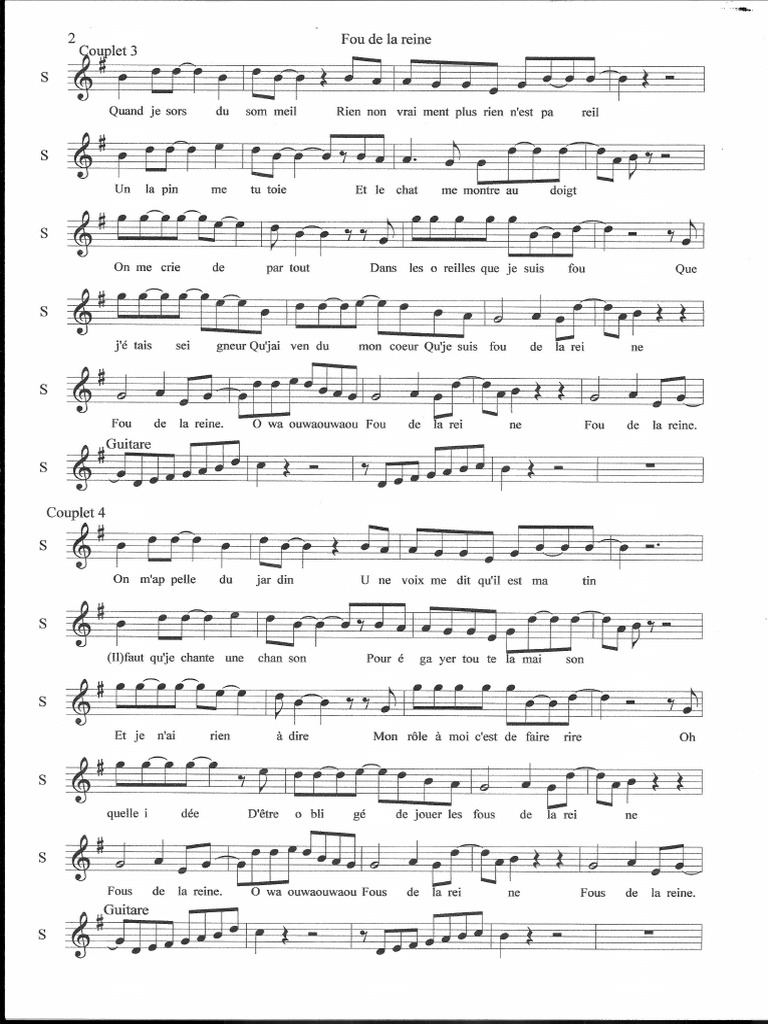 Fou de La Reine Partition p2 | PDF