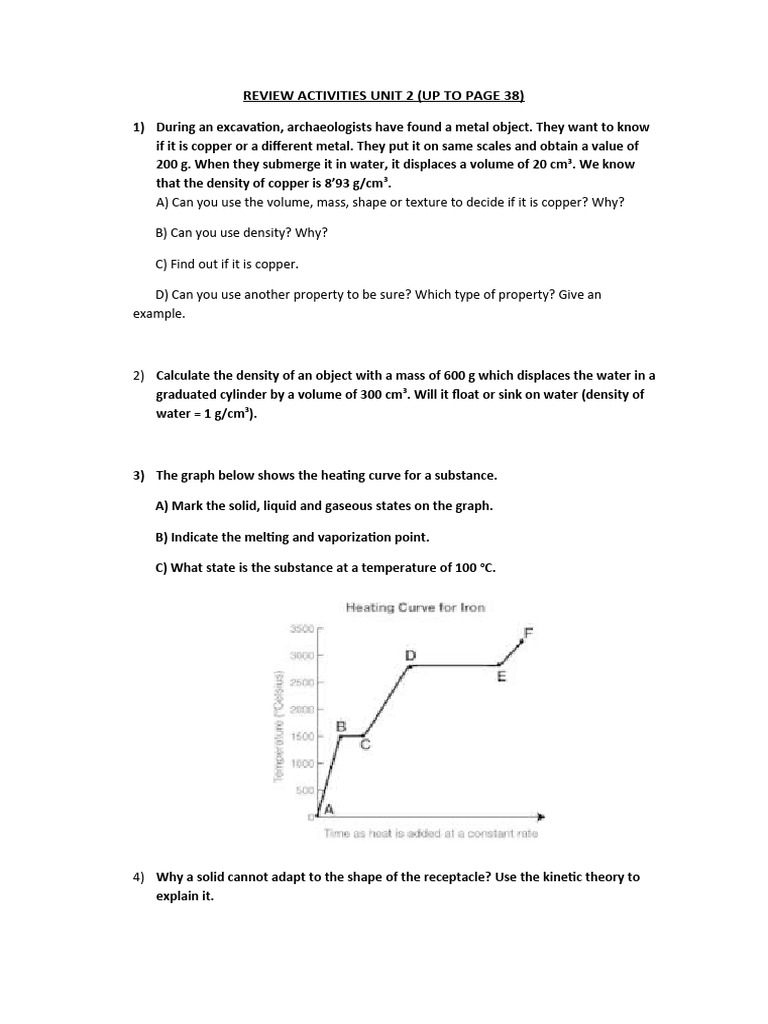 UNIT 2 REVIEW ACTIVITIES Up To Page 38 | PDF