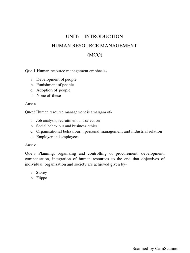 HRM Quetion Bank | PDF | Human Resource Management | Performance Appraisal