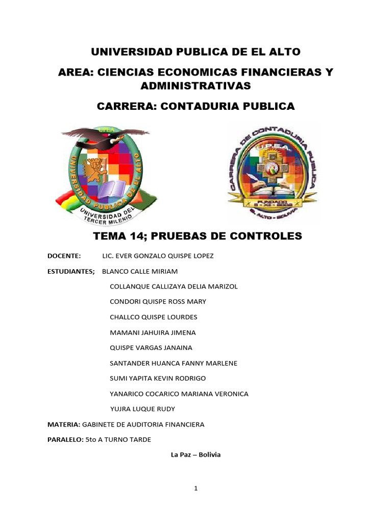 Tema 14 Pruebas de Controles G-7 | PDF | Auditoría | Contralor