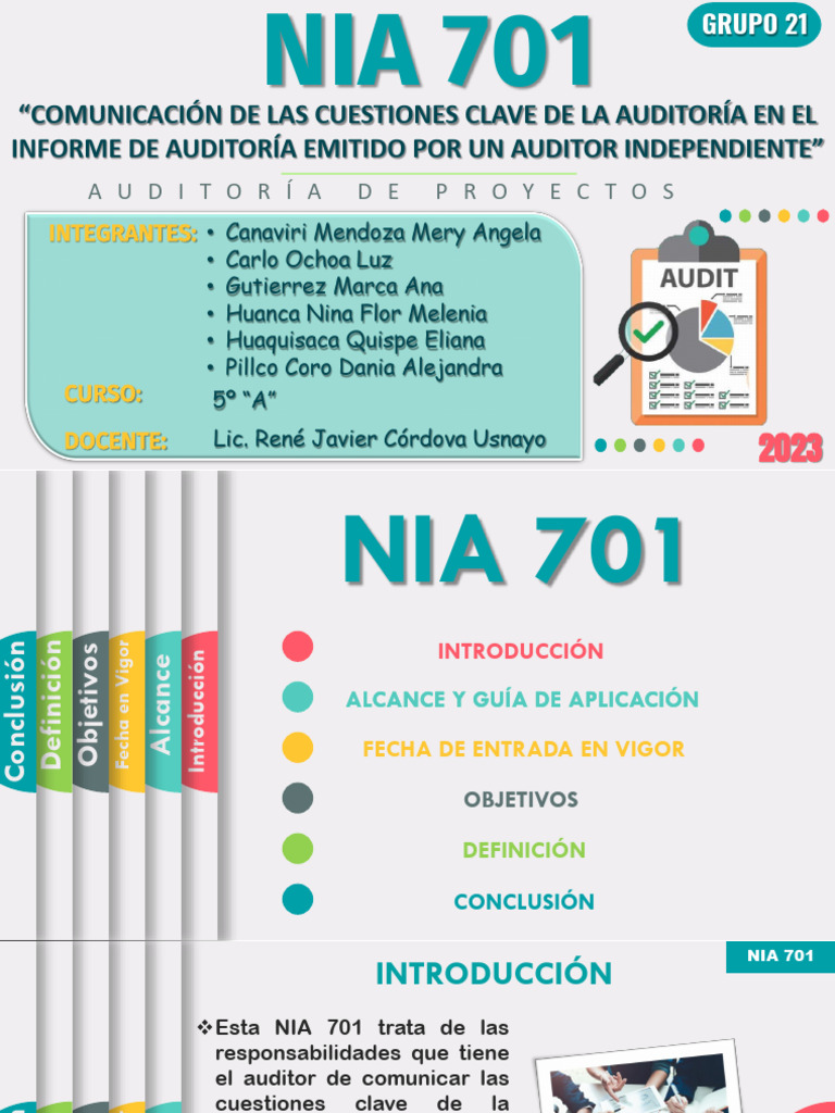Grupo 21 - Nia 701 | PDF | Auditoría | Contralor