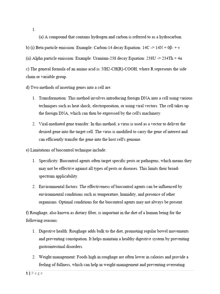 ASSIGN ONE Answers | PDF | Alkene | Pesticide