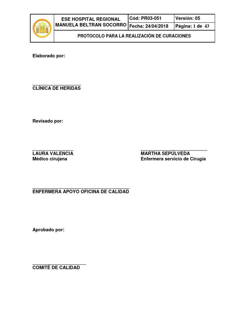Protocolo de Curaciones en Heridas | PDF | Epidermis | Piel