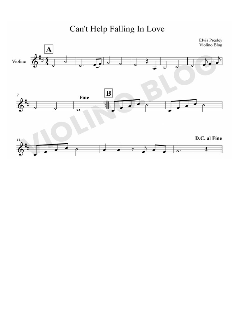Cant Help Falling in Love Violin | PDF