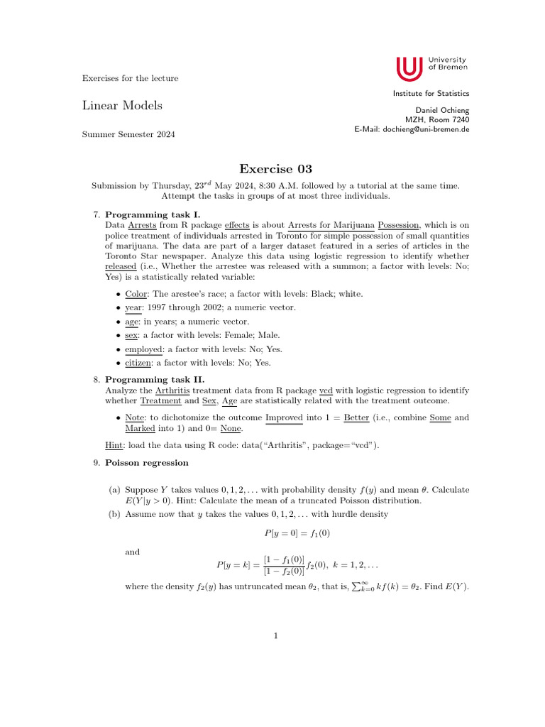 Exercise_03_Machine Learning | PDF | Regression Analysis | Logistic Regression