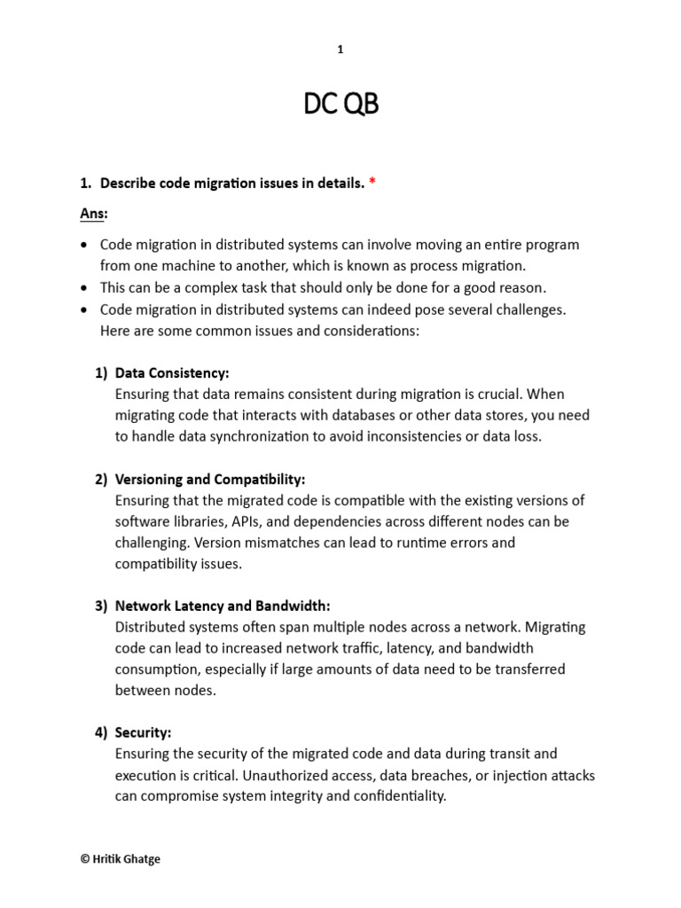 Distributed Computing QB Answers | PDF | Cache (Computing) | Load Balancing (Computing)