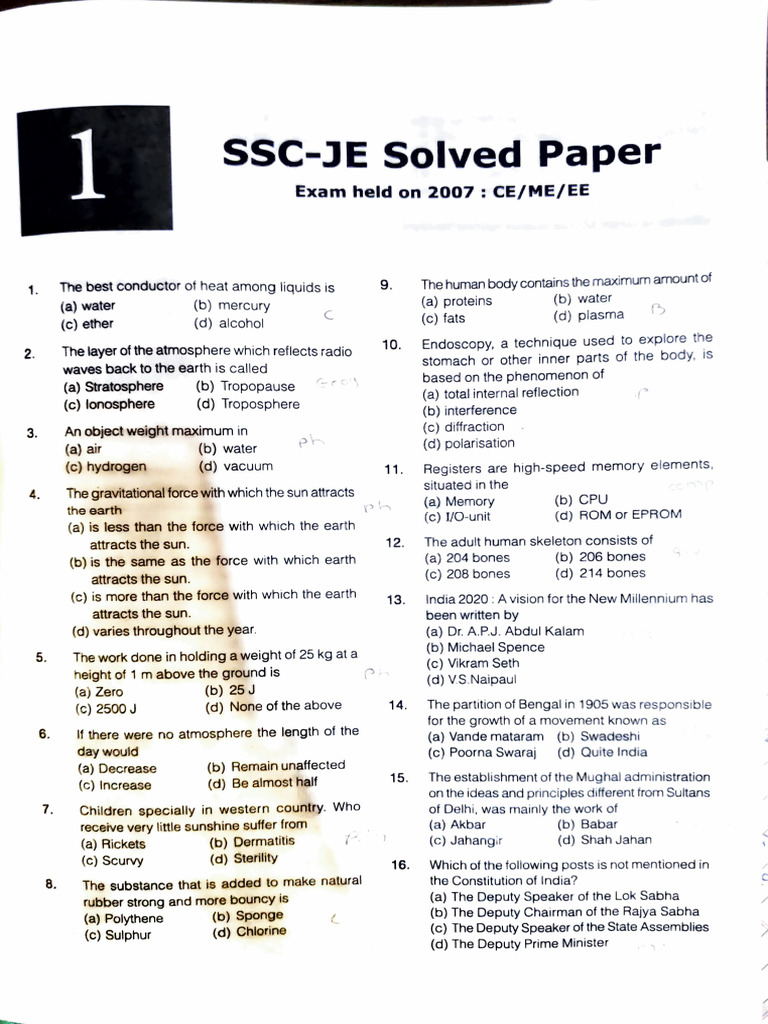 SSC Paper 1 | PDF | Earth