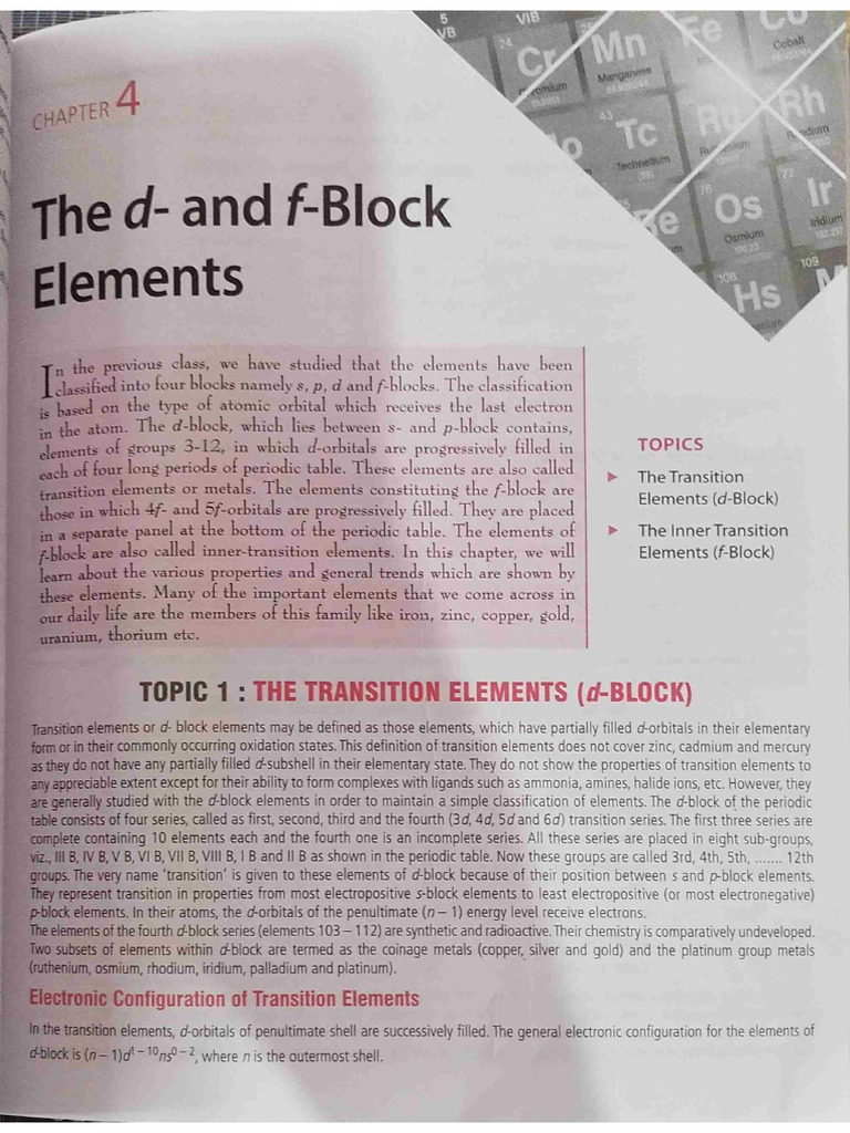 Chapter 4 - D and F Block Elements | PDF