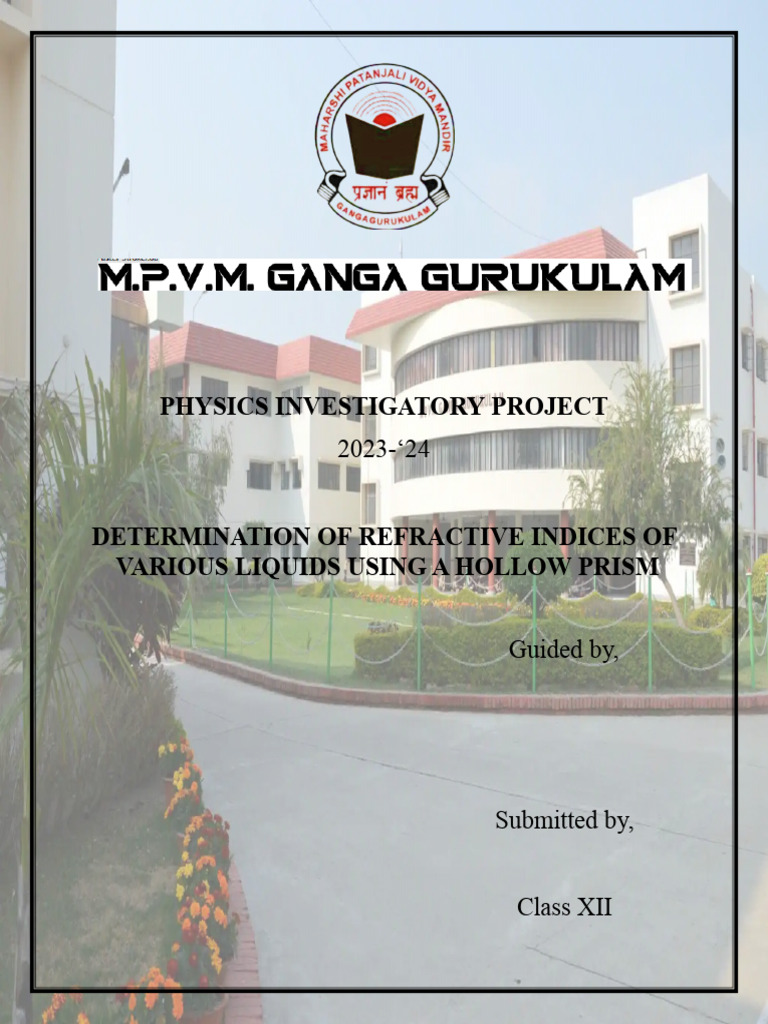 Hollow Prism Physics Investigatory Project Class 12 Cbse | PDF ...