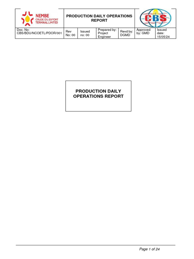 Daily Operations Report for CPF Project | PDF | Pipe (Fluid Conveyance) | Pump