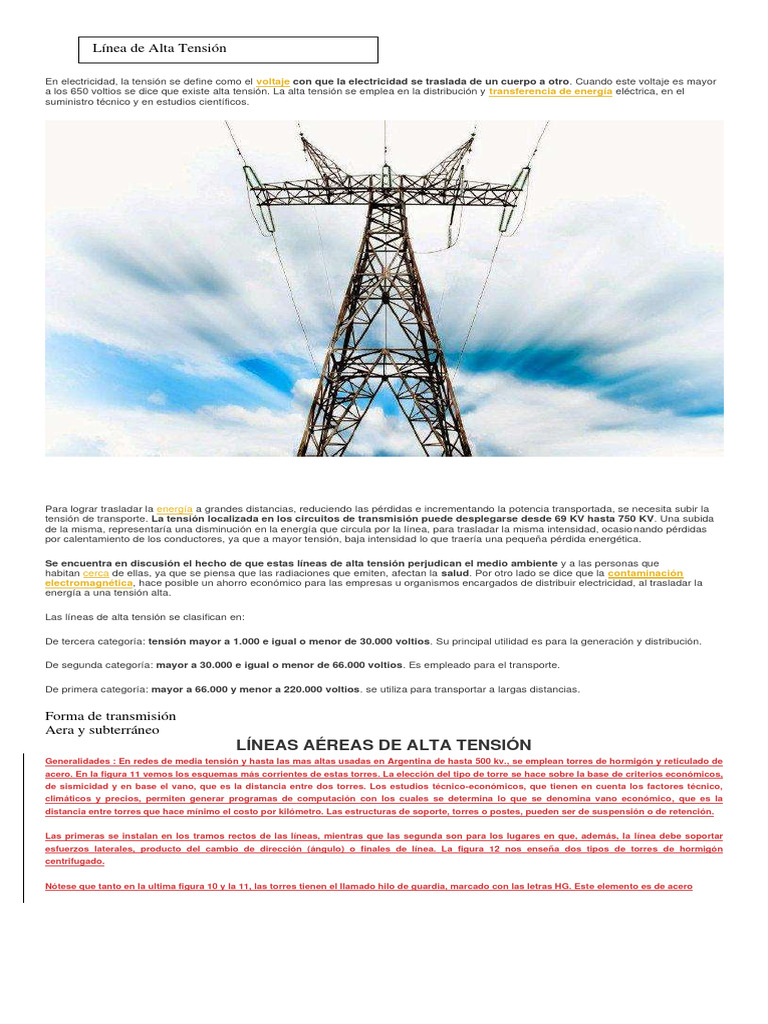 Tipos y voltajes de torres de alta tensión | PDF | Alto voltaje ...