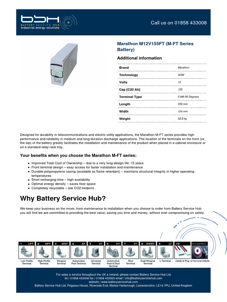 marathon-m12v155ft | PDF | Rechargeable Battery | Energy Storage