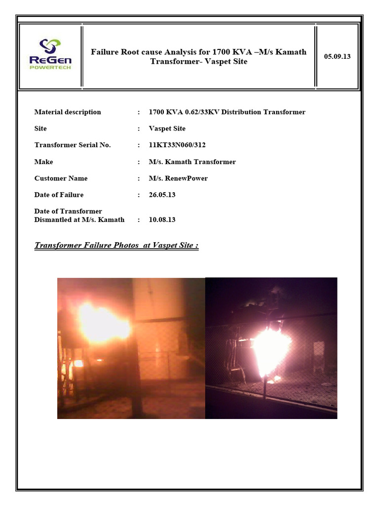 Transformer Failure Analysis Report | PDF | Transformer | Ethylene