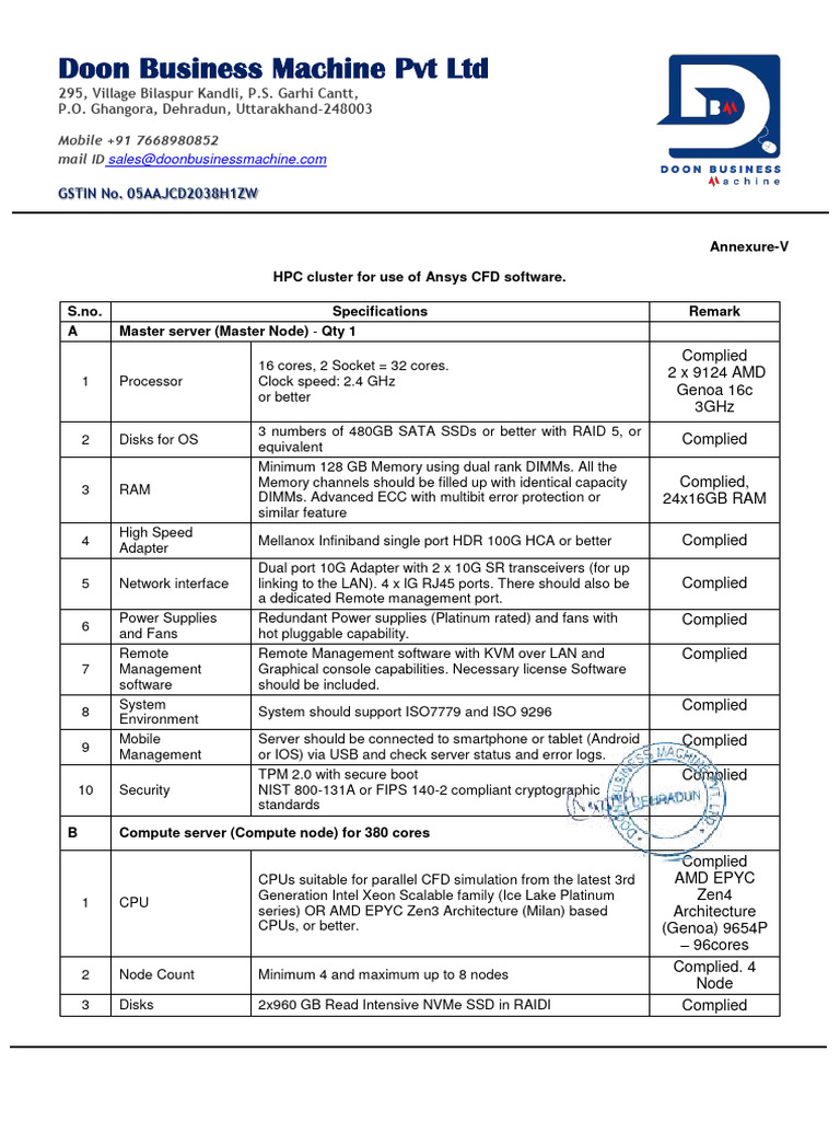 Technical Specification | PDF | Computer Cluster | Computer Architecture
