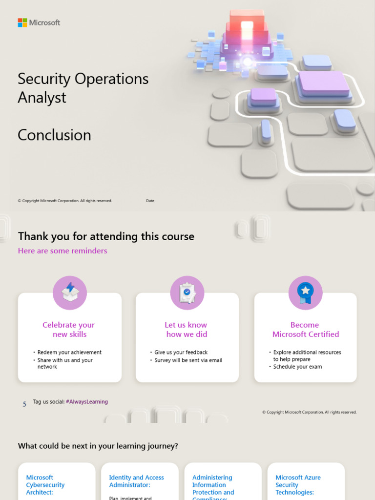SC 200T00A ENU PowerPoint Conclusion | PDF | Microsoft | Microsoft Azure