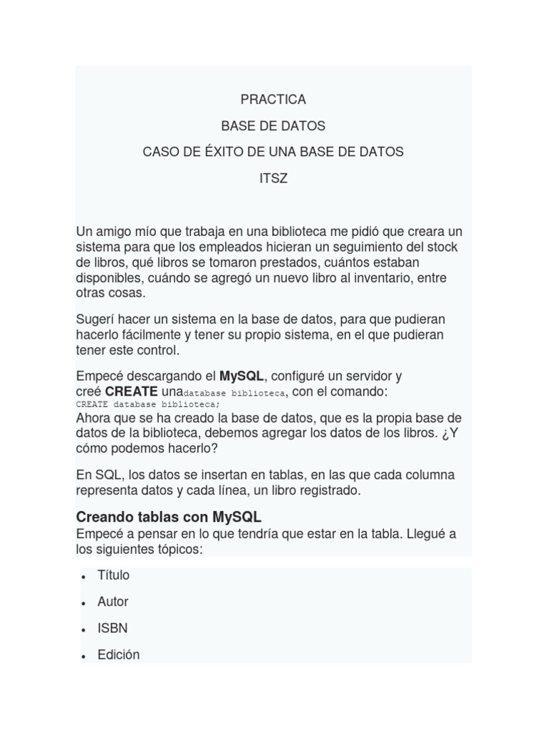Practica BD | PDF | SQL | Bases de datos
