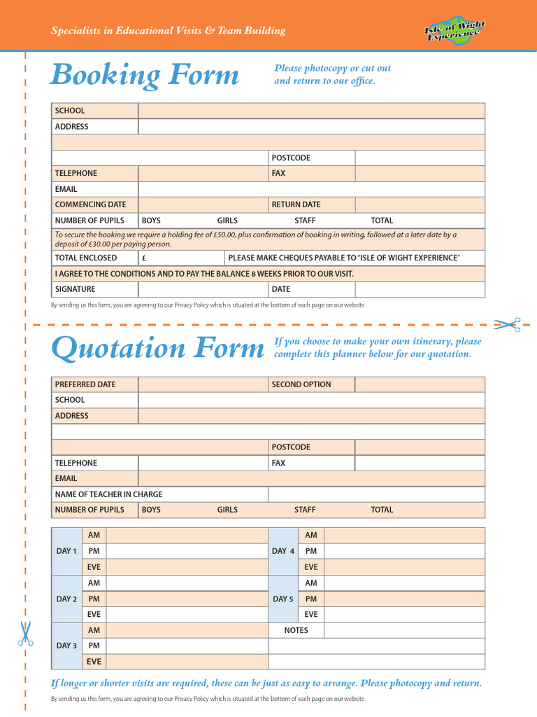 Booking Quotation Form | PDF