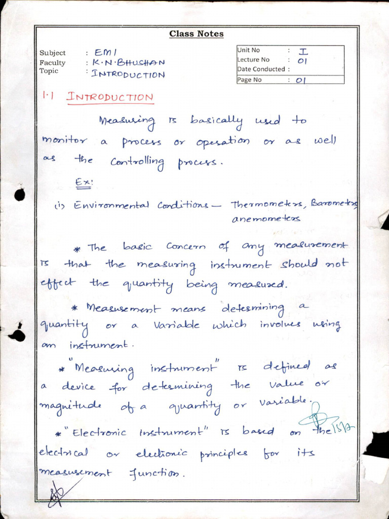 Emi Unit-1 Notes | PDF