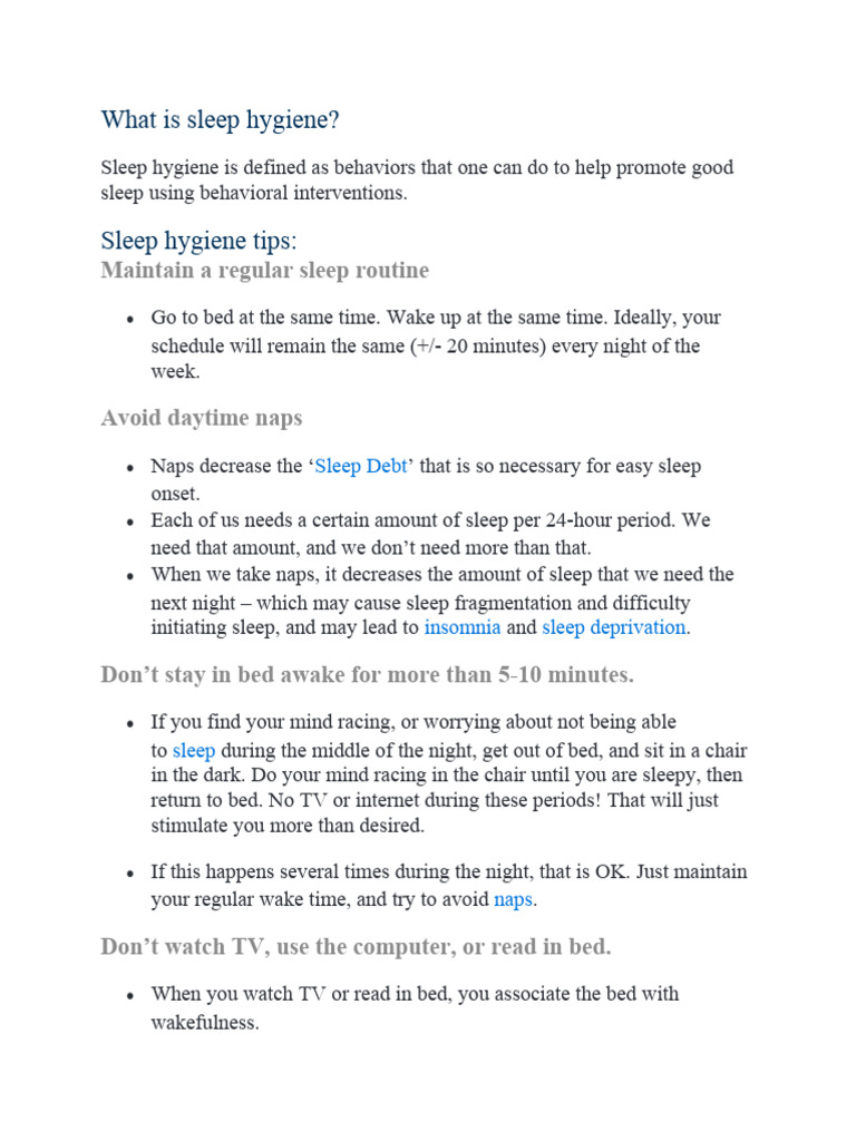 What Is Sleep Hygiene | PDF | Sleep | Physiology