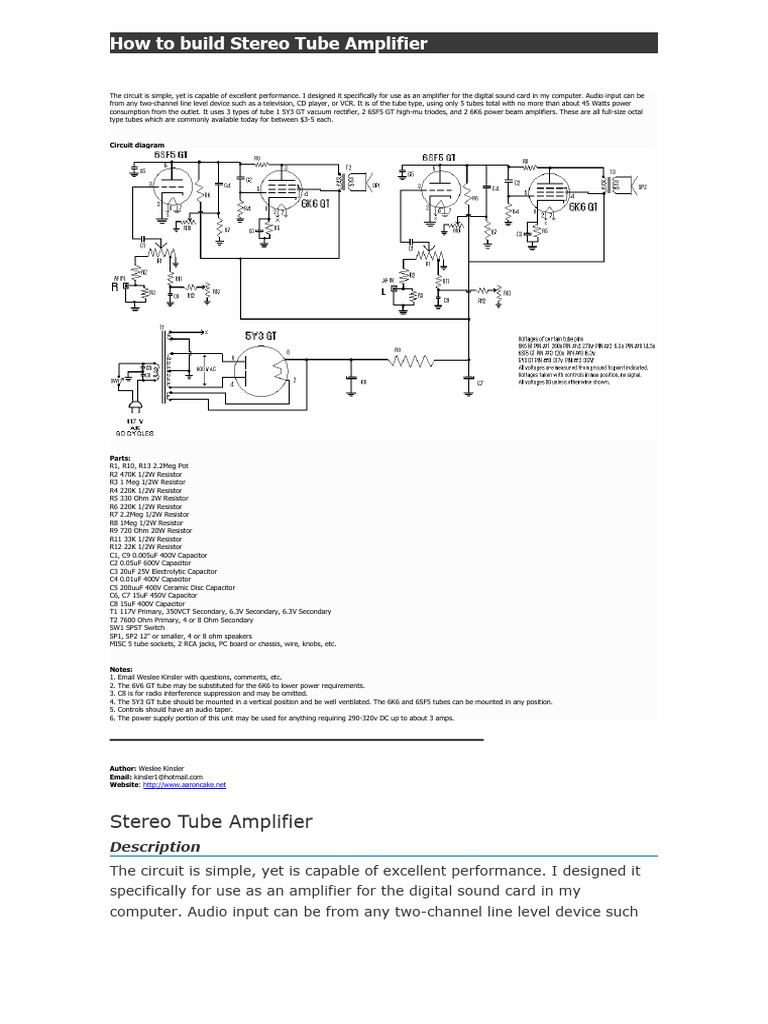 How To Build Stereo Tube Amplifier | PDF | Amplifier | Vacuum Tube