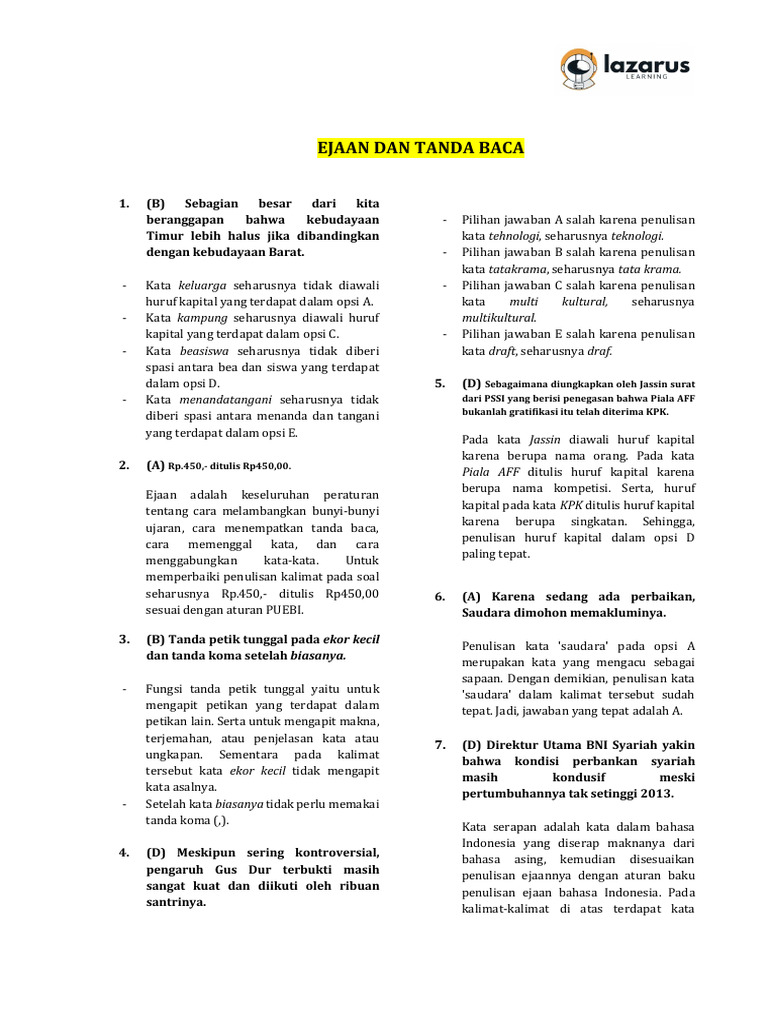 (Pembahasan) Bab 4. Ejaan Dan Tanda Baca | PDF
