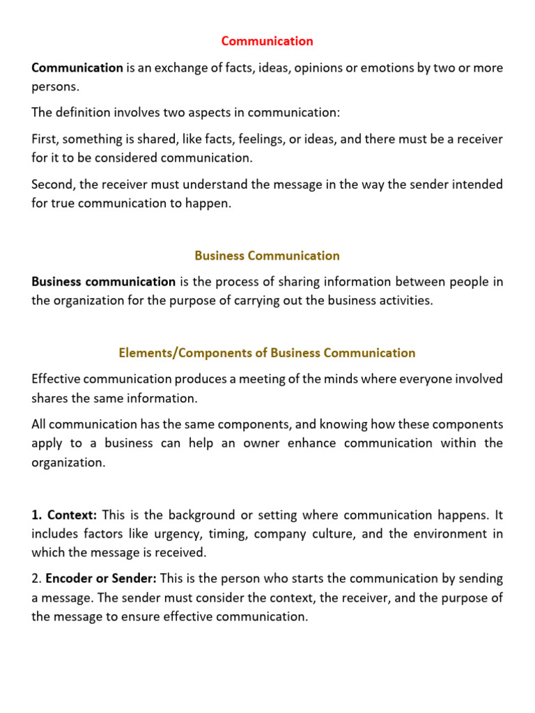 Notes Communication | Download Free PDF | Communication | Nonverbal ...
