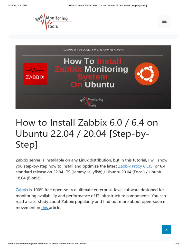 How To Install Zabbix 6.0 - 6.4 On Ubuntu 22.04 - 20.04 (Step-by-Step) | PDF | My Sql | Sudo