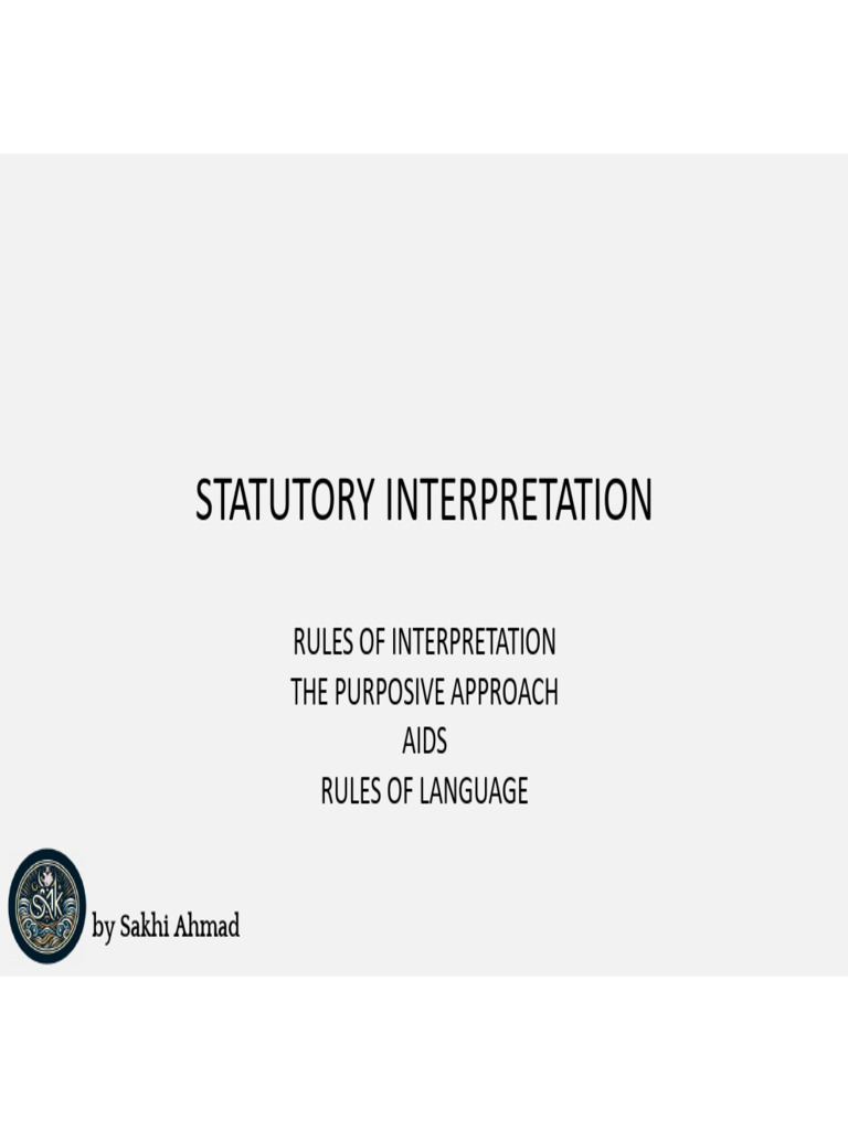 Statutory Interpretation | PDF | Statutory Interpretation | Plain ...