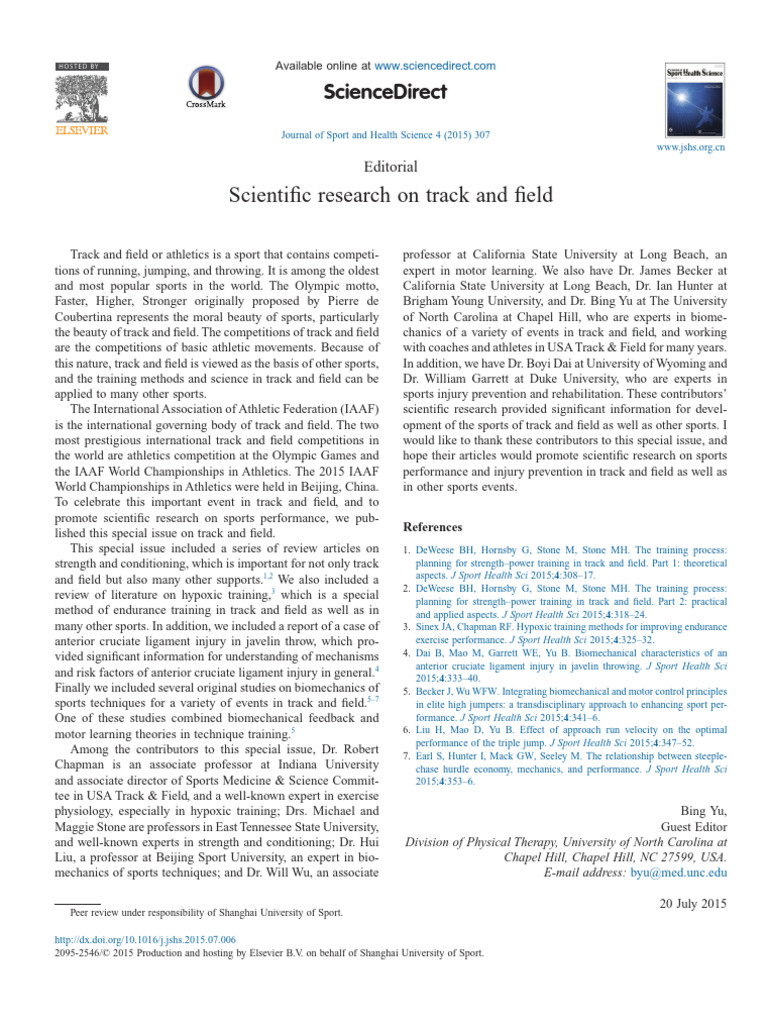 Scientific Research On Track and Field | PDF | Track And Field