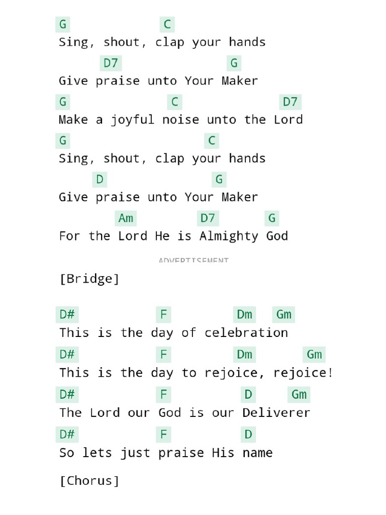 Sing, Shout, Clap Your Hands | PDF