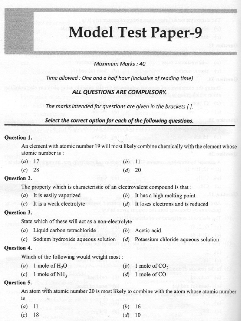 Model Paper - 9 | PDF