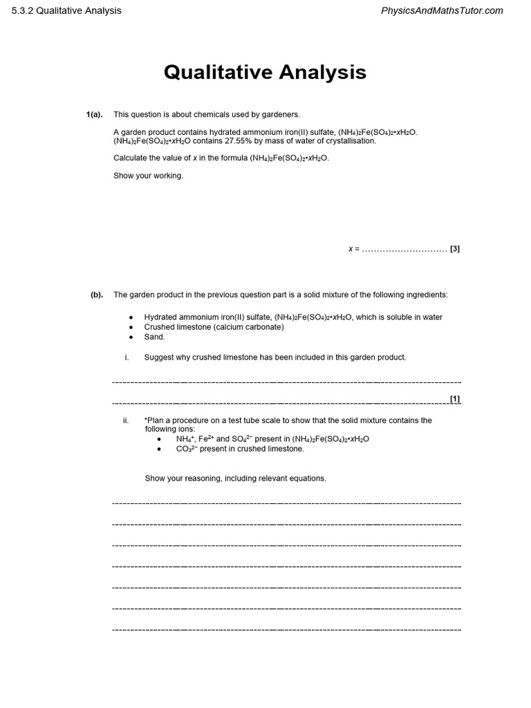 5.3.2 Qualitative Analysis QP | PDF | Ammonium | Sulfate