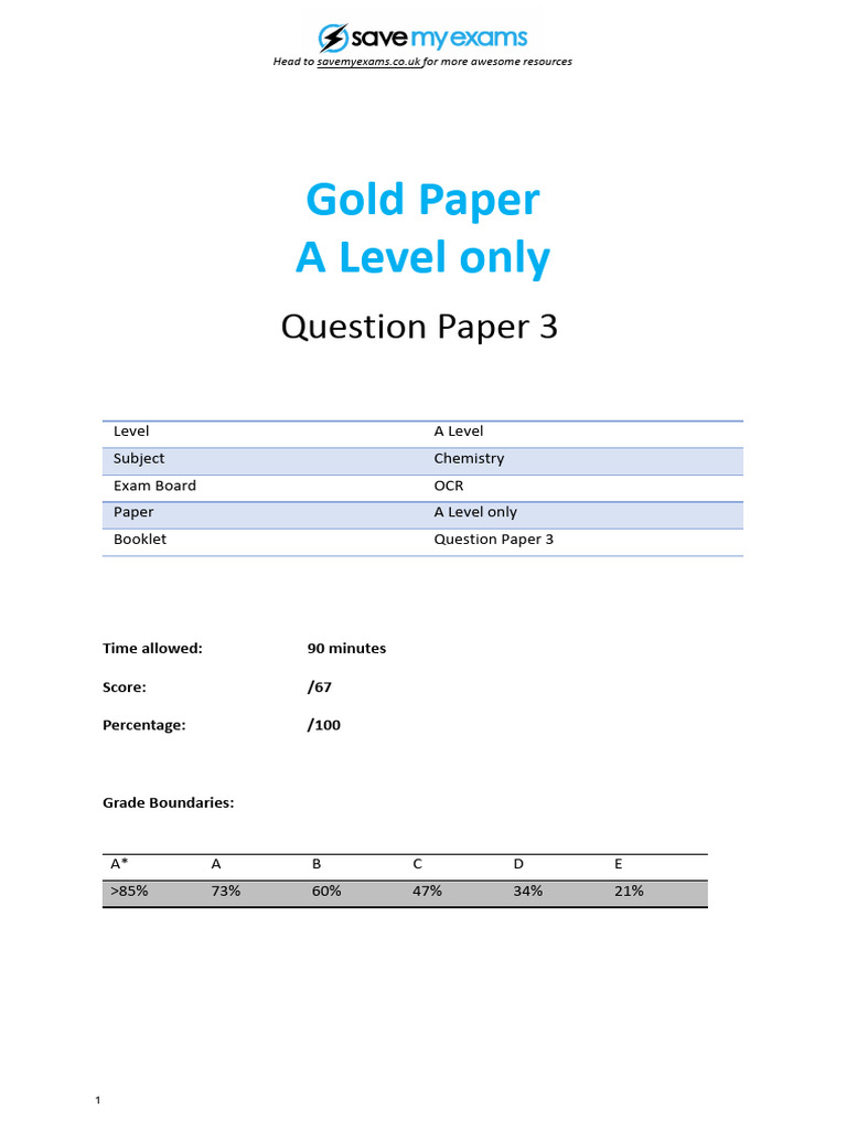 Gold-Paper-3_OCR-A-Level-Chemistry | PDF | Coordination Complex | Acid