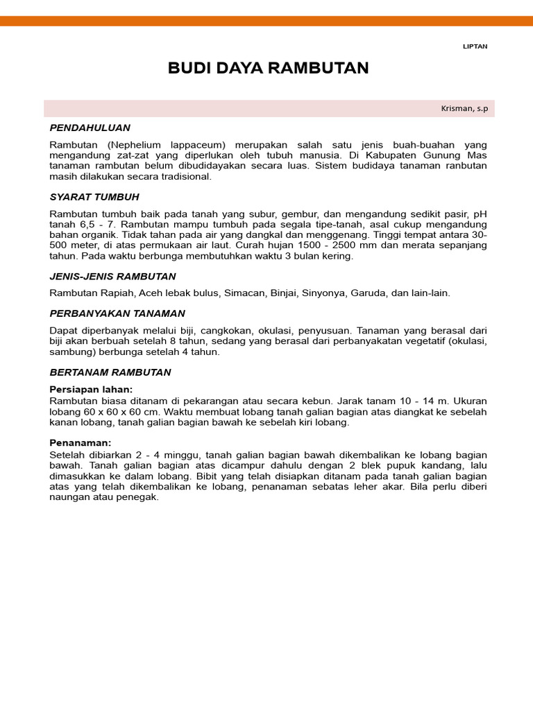 Budidaya Rambutan | PDF | Teknologi & Rekayasa