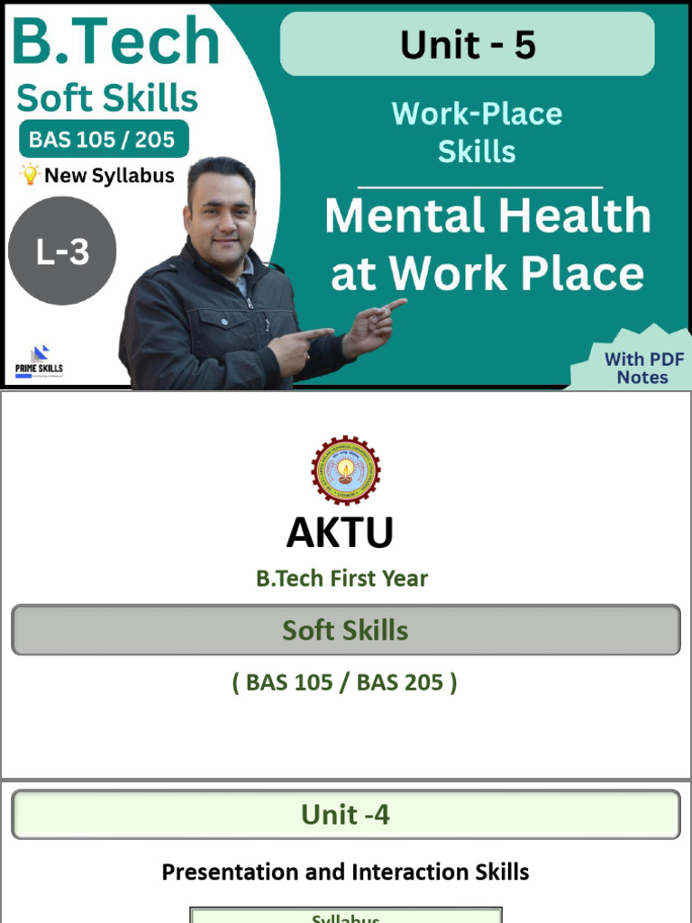 Unit 5 Lec 3 Mental Health at Workplace (1) | Download Free PDF ...