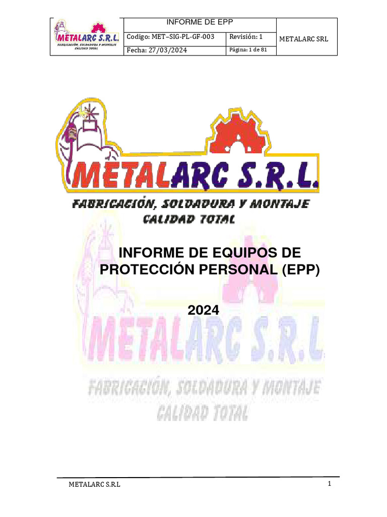 INFORME de EPP FINAL (Corregido) - Compressed | PDF | Guante | Seguridad y salud ocupacional