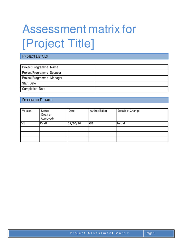 Project Assessment Matrix Final GB | PDF | Return On Investment ...