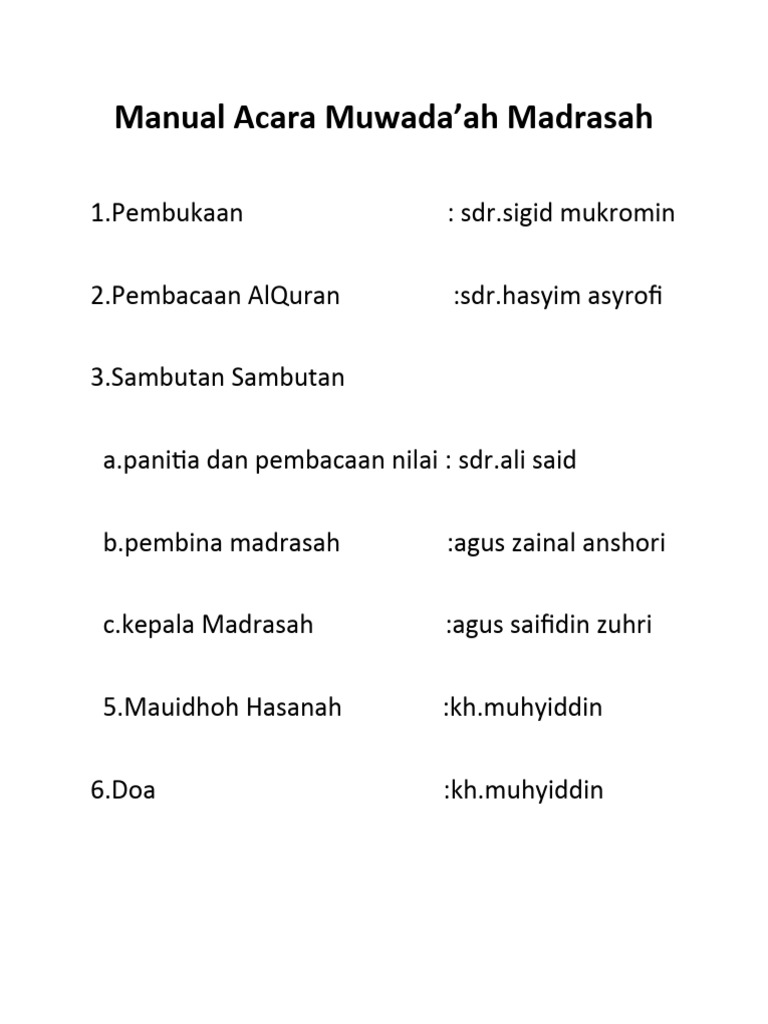 Manual Acara Muwada | PDF Manual Acara Muwada | PDF