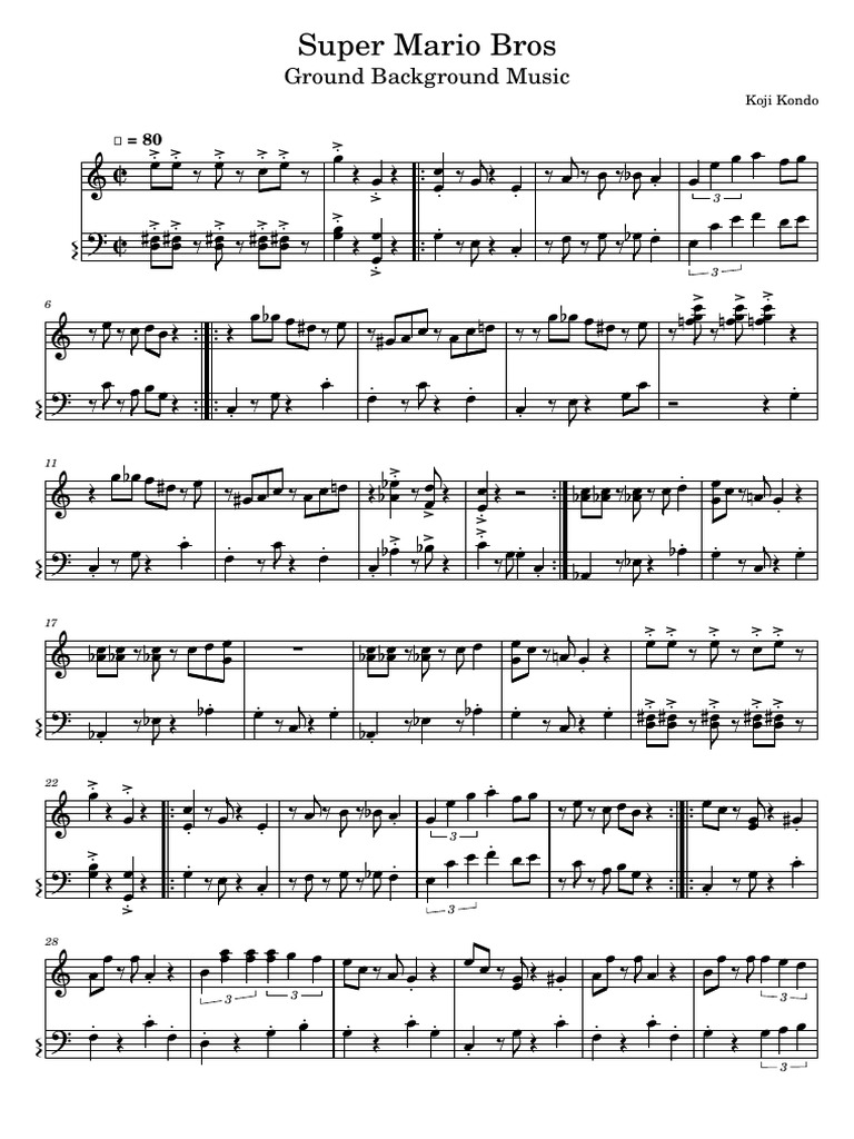 Super Mario Bros Ground Music | PDF | Video Games | Video Game ...