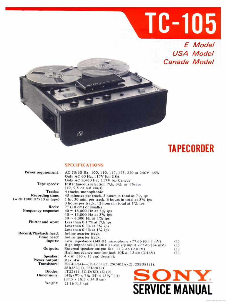 Sony tc-105 SM | PDF