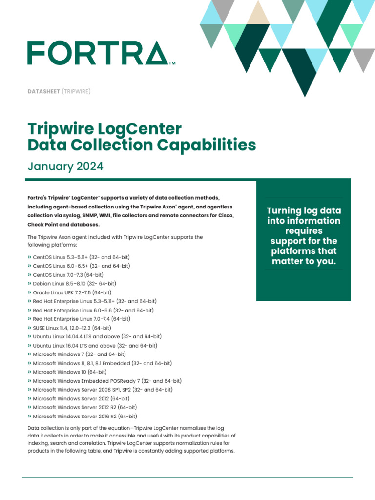 TW Log Center Data Collection Capabilities Ds | PDF | Computing | Computer Networking