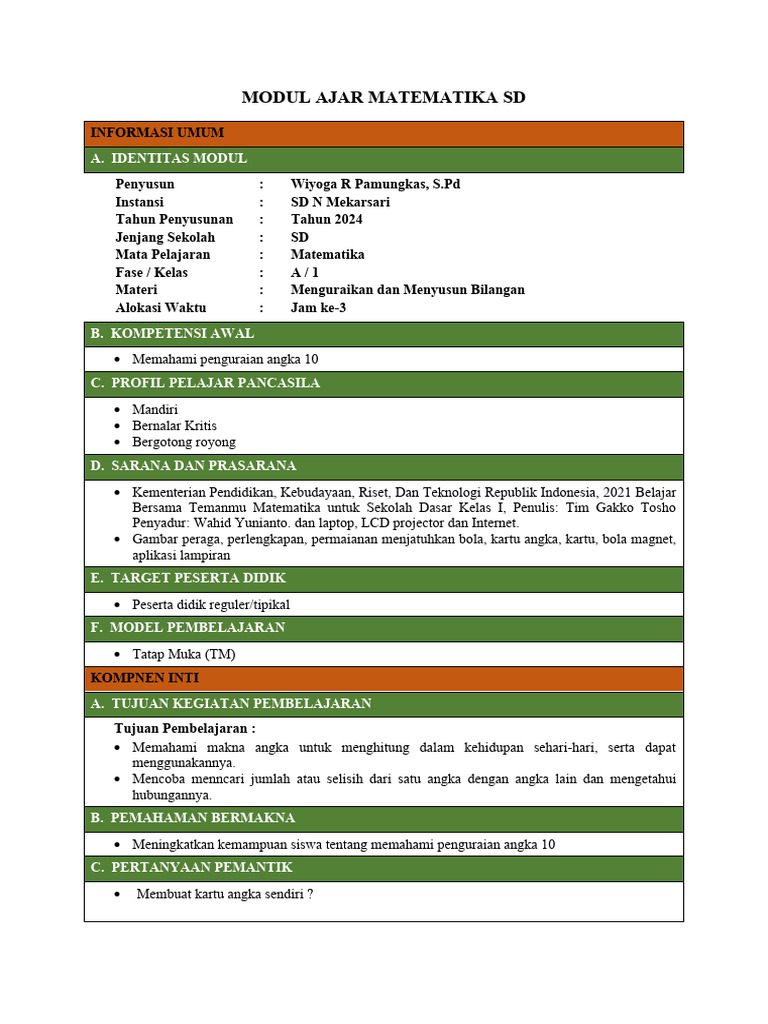 Modul Ajar Matematika SD | PDF | Kesehatan Holistik