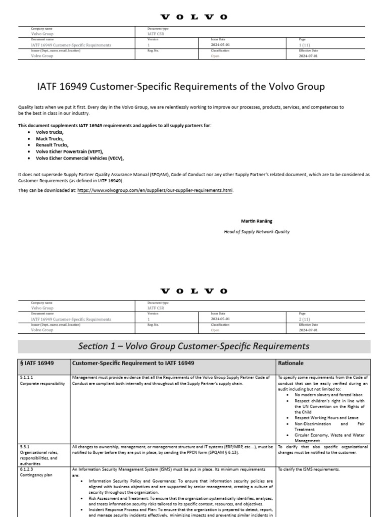 CSR Volvo V1 20240105 | PDF | Information Security | Prototype