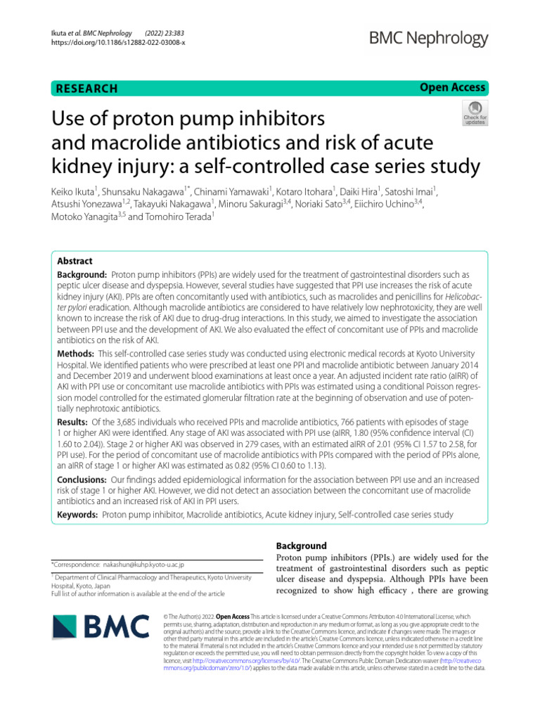 Use of Proton Pump Inhibitors and Macrolide Antibiotics and Risk of ...