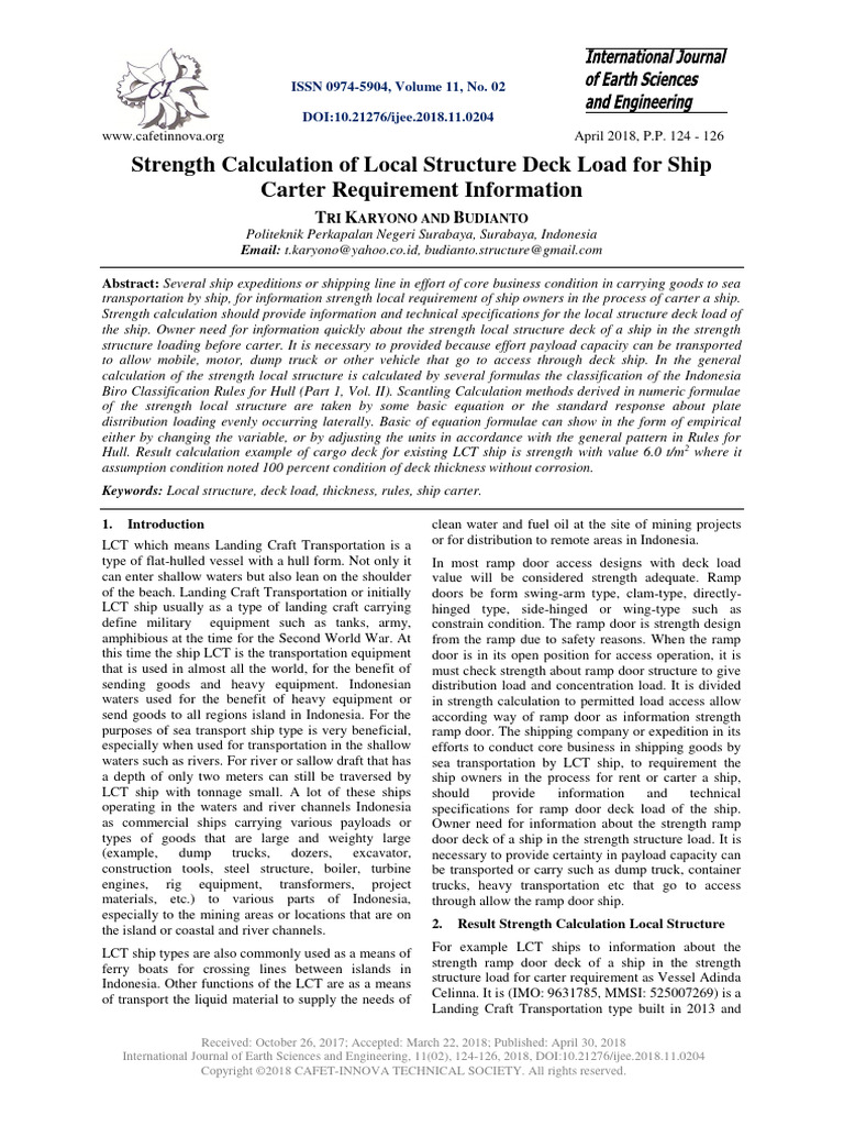 Deck Str. Calculation Deck Cargo | PDF | Deformation (Engineering) | Elasticity (Physics)