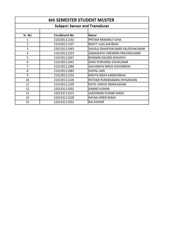 Sensor and Transducer Student Muster | PDF