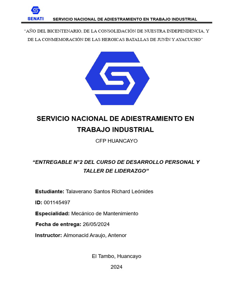 Entregable 2 - Desarrollo Personal y Taller de Liderazgo Terminado ... Entregable 2 - Desarrollo Personal y Taller de Liderazgo Terminado ...