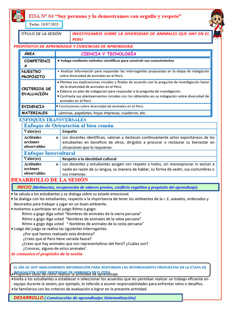 SESION CIENCIA Y TEC. LOS ANIMALES | PDF | Osos | Perú