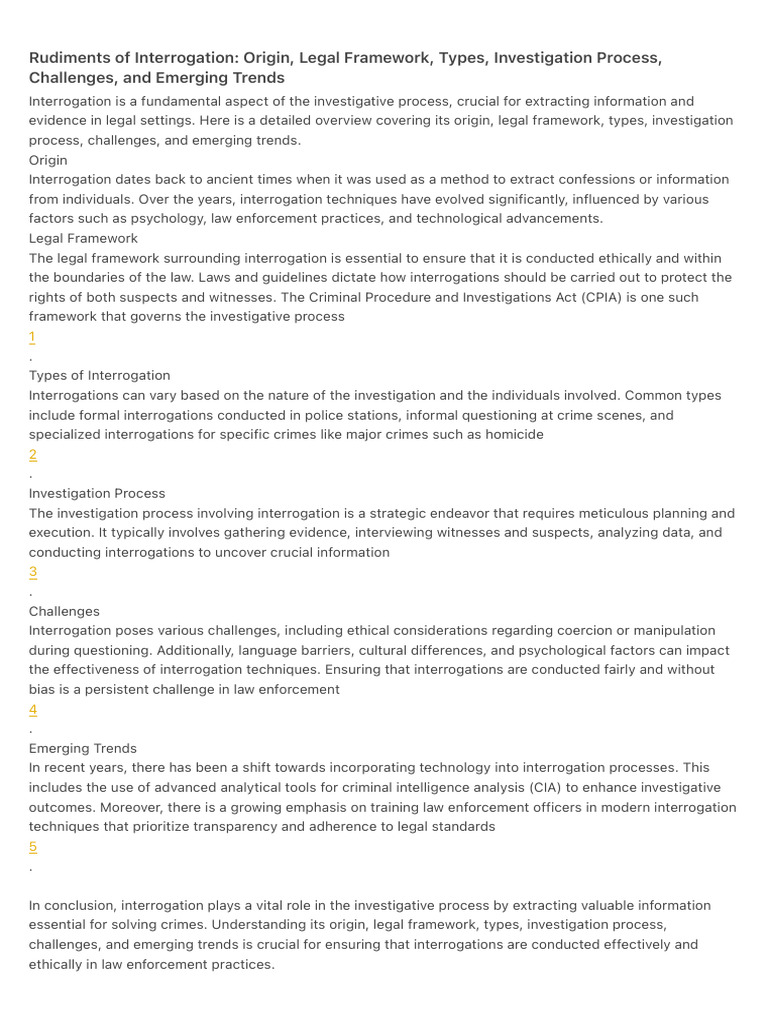 Rudiments of Interrogation: Origin, Legal Framework, Types ...